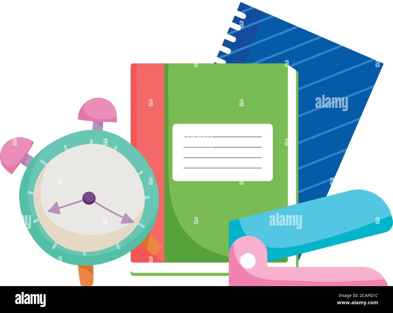 back to school, clock book notebook and stapler elementary education ...