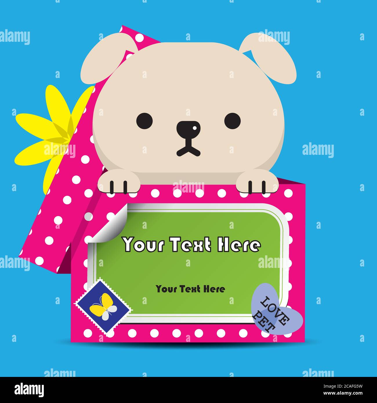 Illustration of lovely dog in box. Vector illustration Stock Vector ...