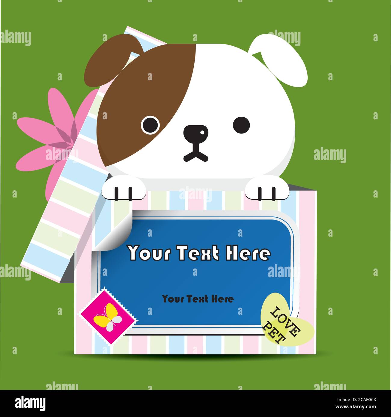 Illustration of lovely dog in box. Vector illustration Stock Vector ...