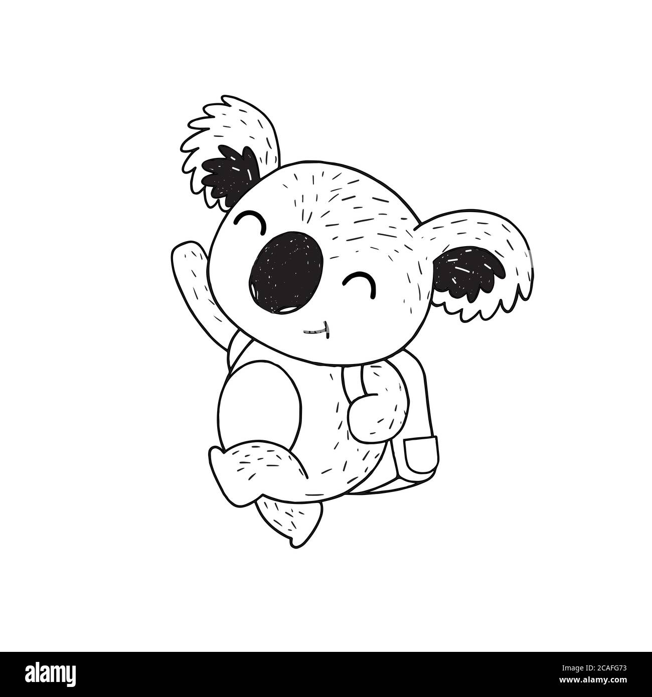 Back to school cute animals koala with backpack hand drawn style ...