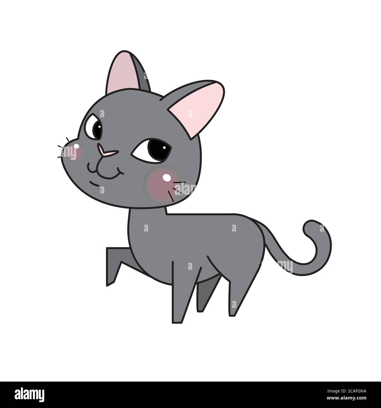 Funny and cute cartoon cat, Vector illustration Stock Vector Image ...