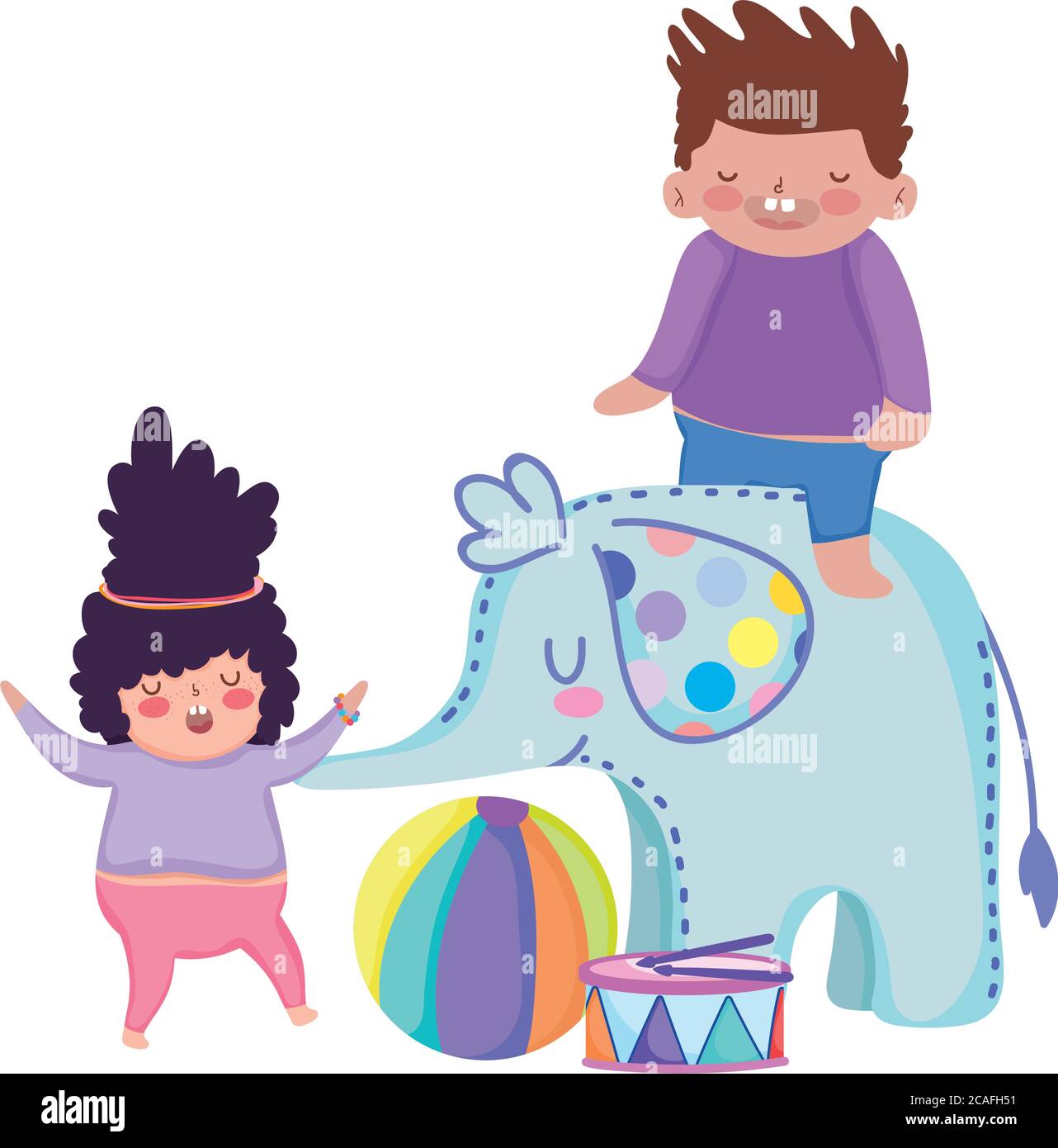 toys object for small kids to play cartoon, girl and boy playing with ...