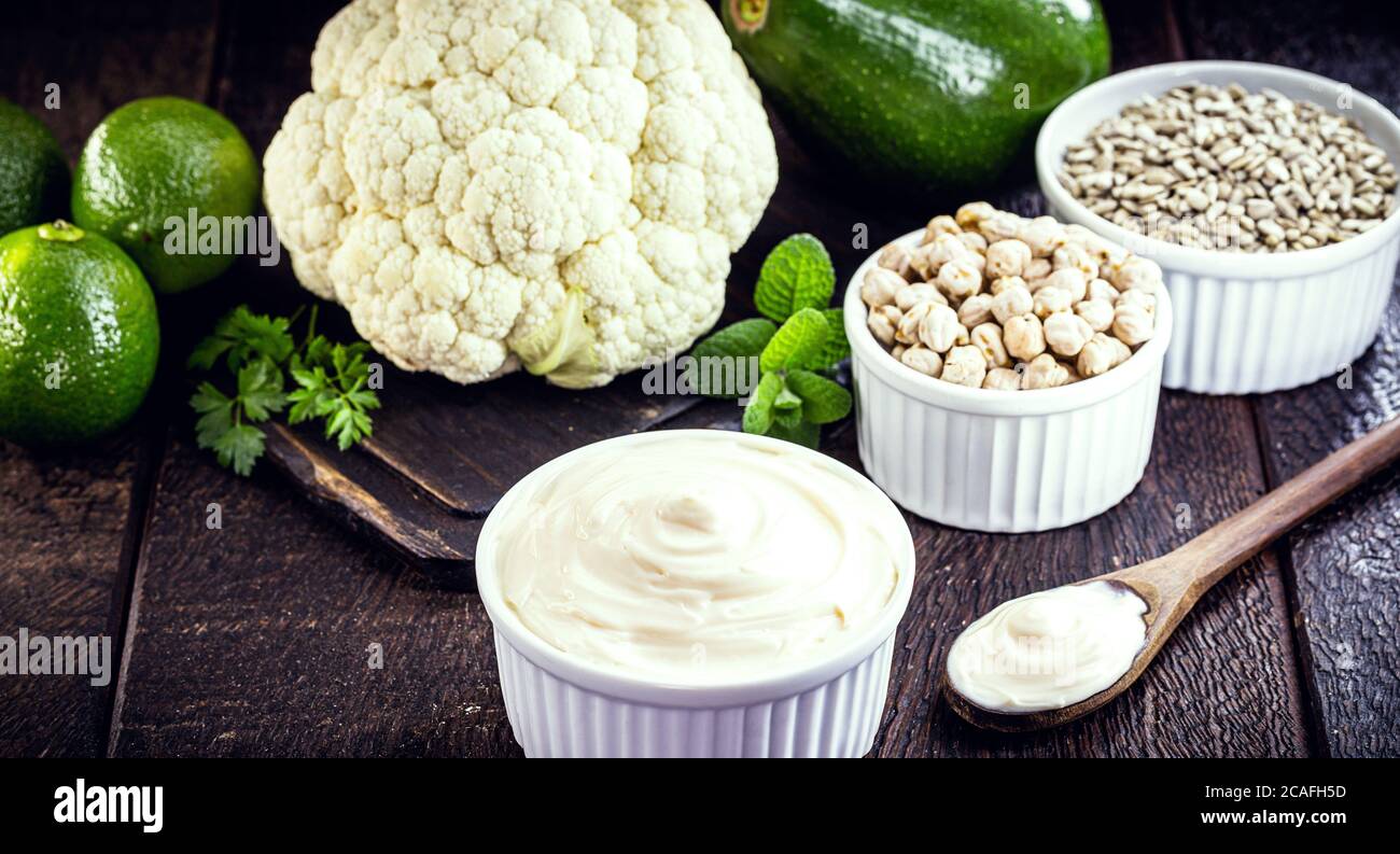 vegan mayonnaise, concept photo, mayonnaise made from vegetables ...