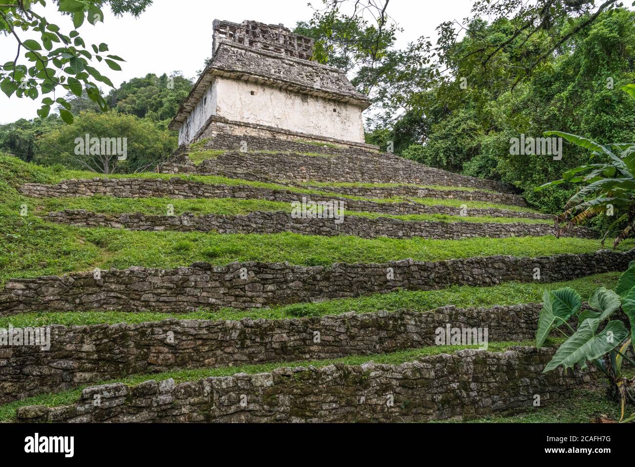 The back of the Temple of the Sun, showing its roof comb in the ruins ...