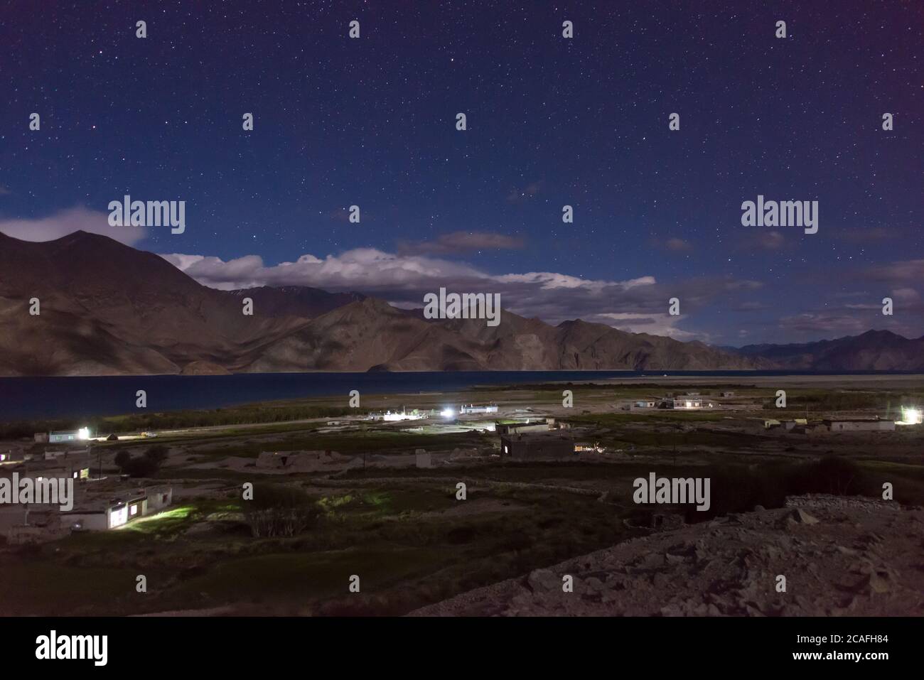 Ladakh, India - Pangong Lake night view from Merak Village in Ladakh ...
