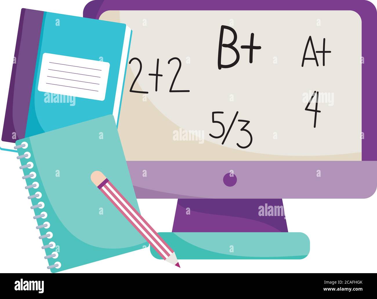 back to school, computer maths lesson books and pencil elementary ...