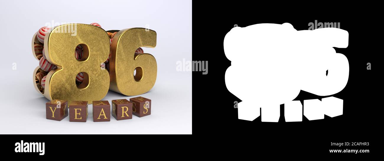 Number 86 (number eighty-six) anniversary celebration design with round ...