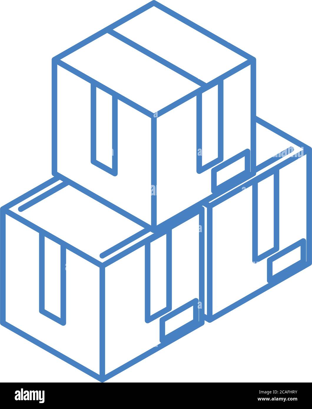 isometric stack of cardboard boxes work linear style icon design vector ...