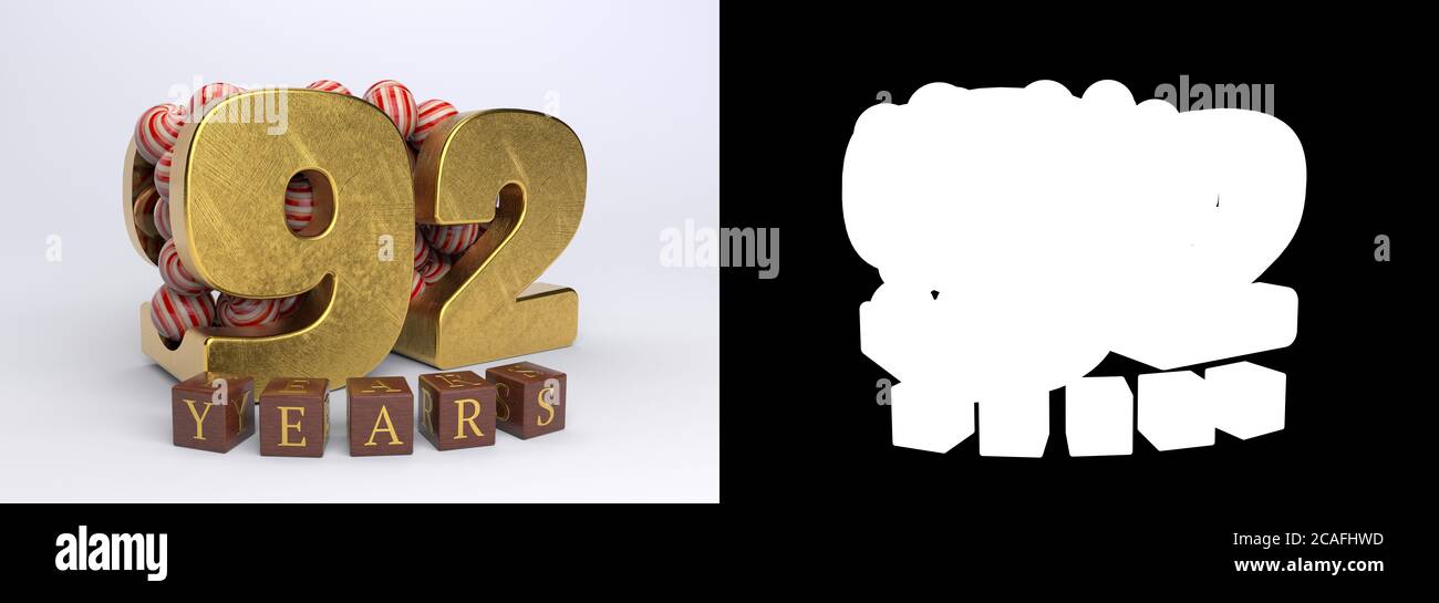Number 92 (number ninety-two) anniversary celebration design with round ...