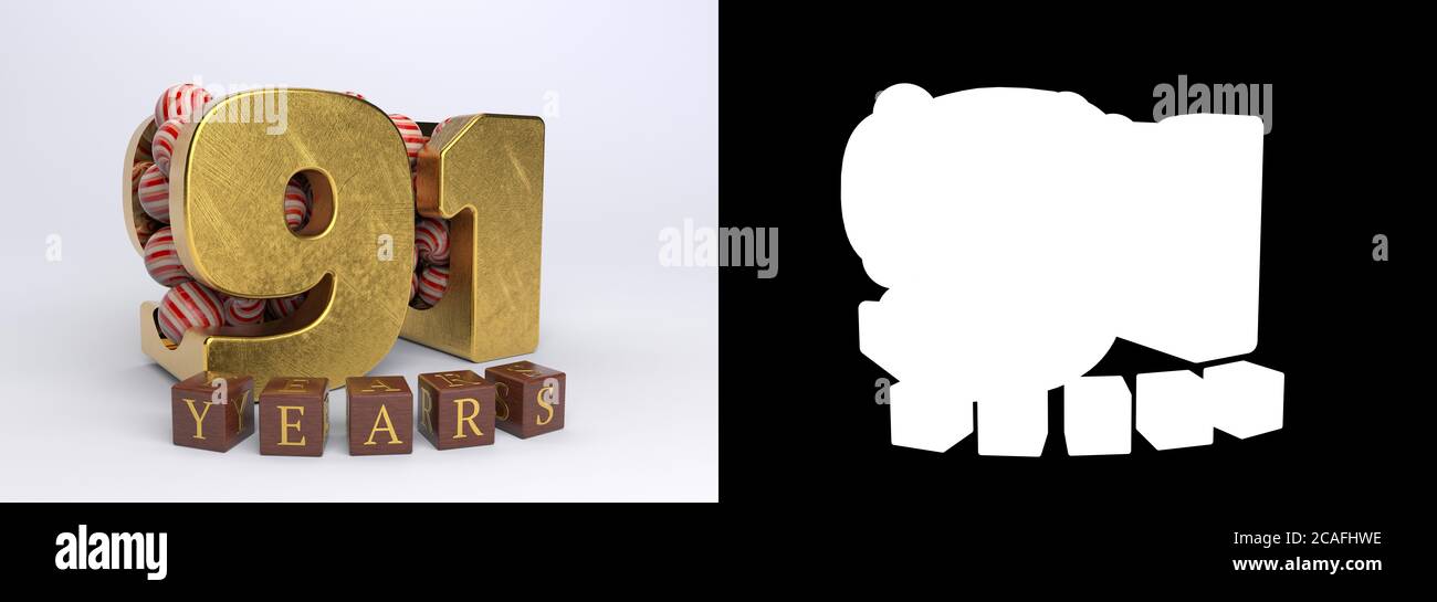 Number 91 (number ninety-one) anniversary celebration design with round ...