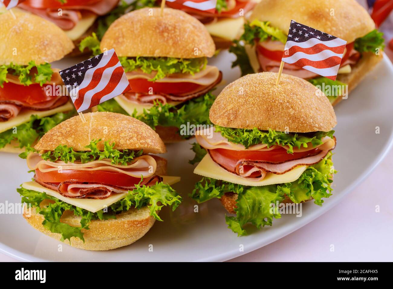 Sandwiches with american flag for patriot party. Independence day ...