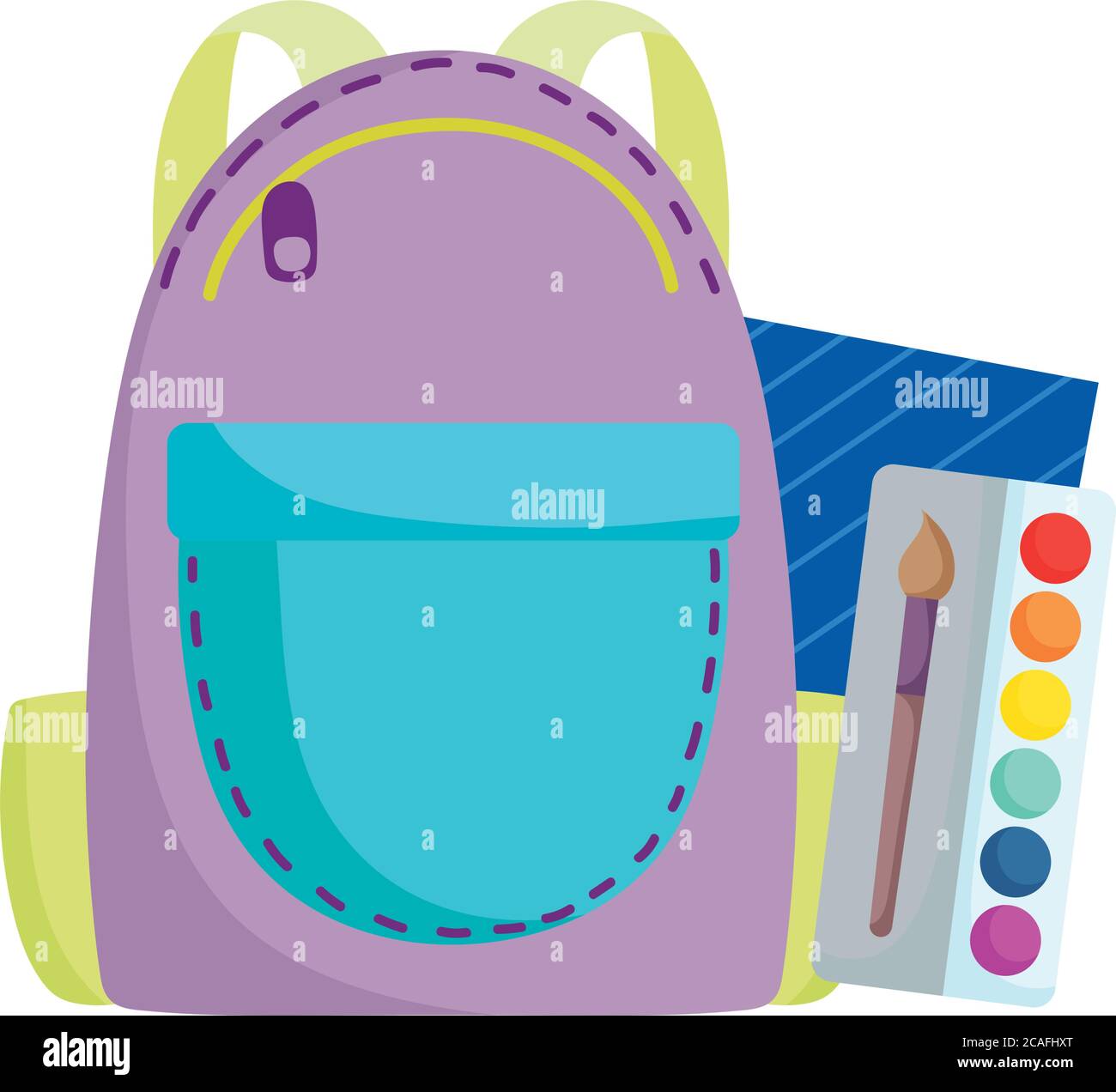 back to school, backpack color palette and notebook elementary ...