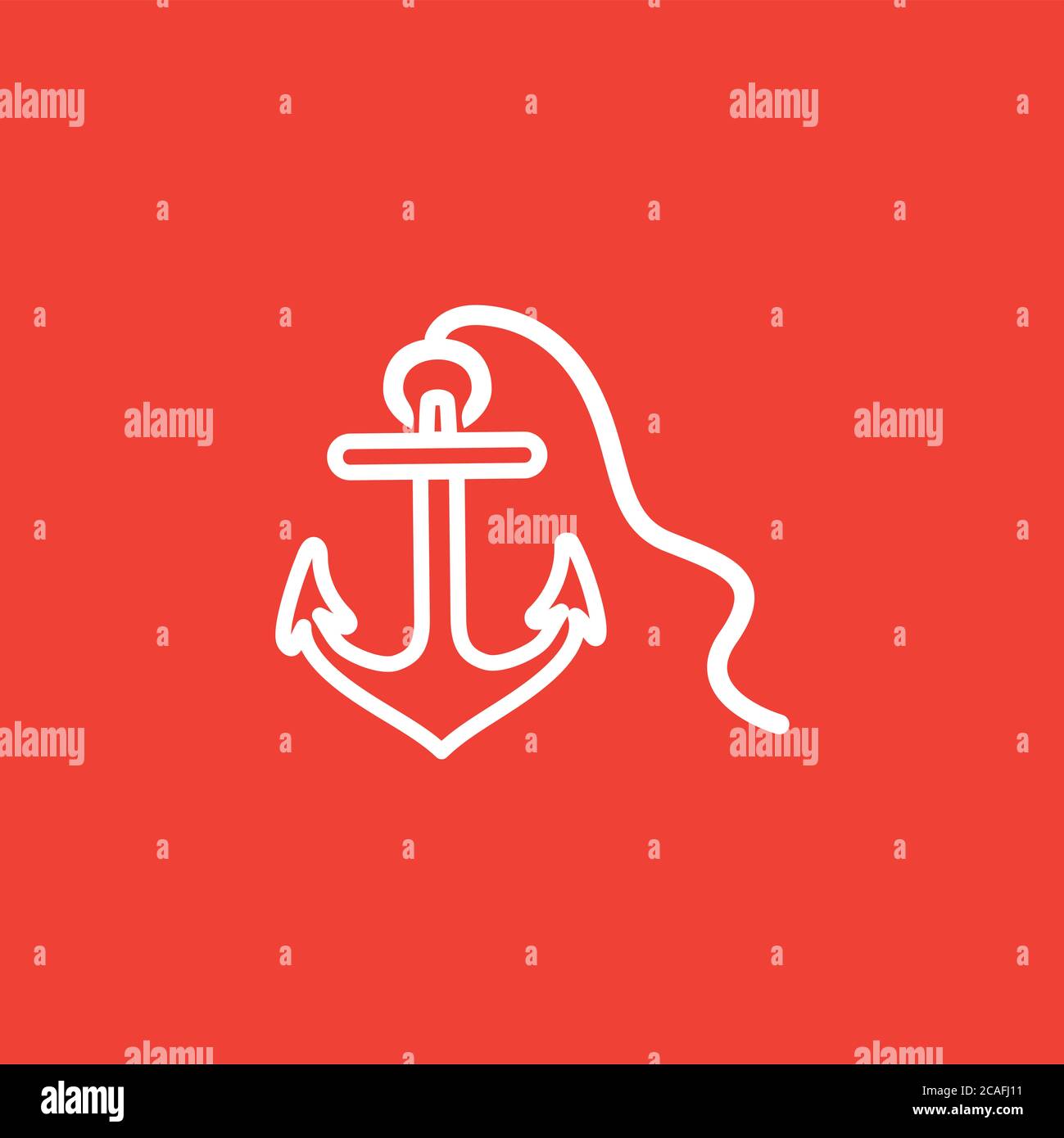 Anchor Line Red Icon On White Background. Red Flat Style Vector ...