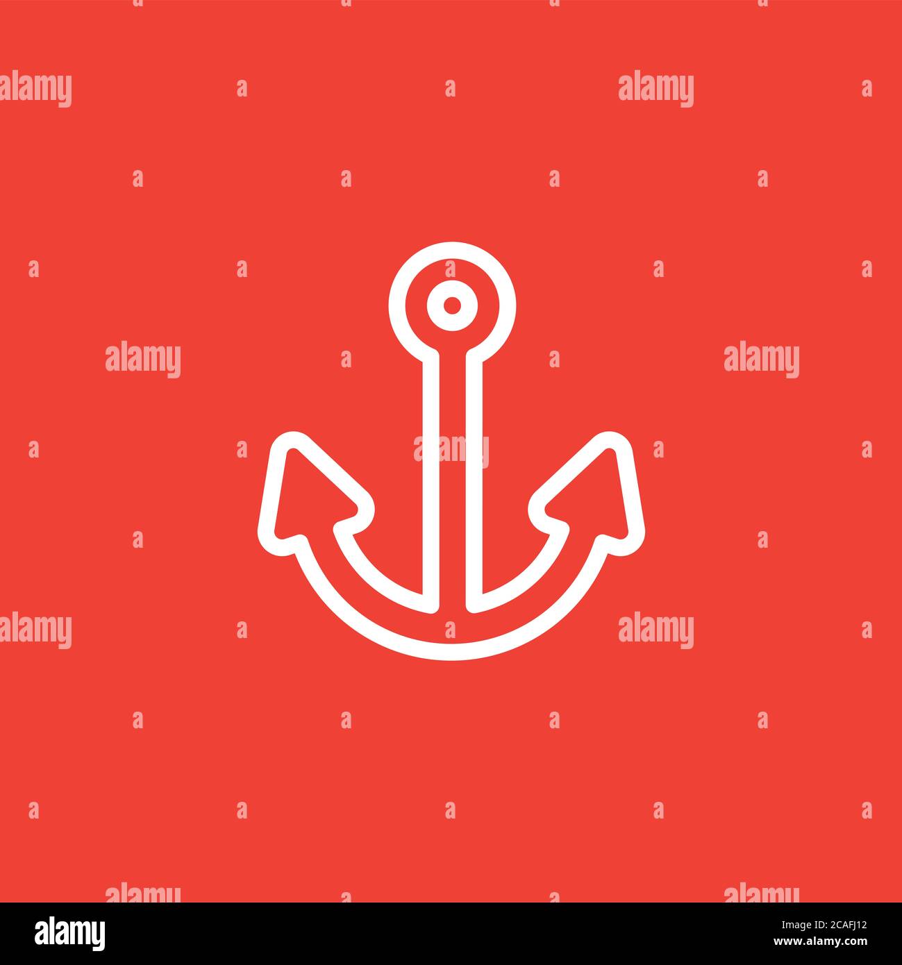 Anchor Line Red Icon On White Background. Red Flat Style Vector ...
