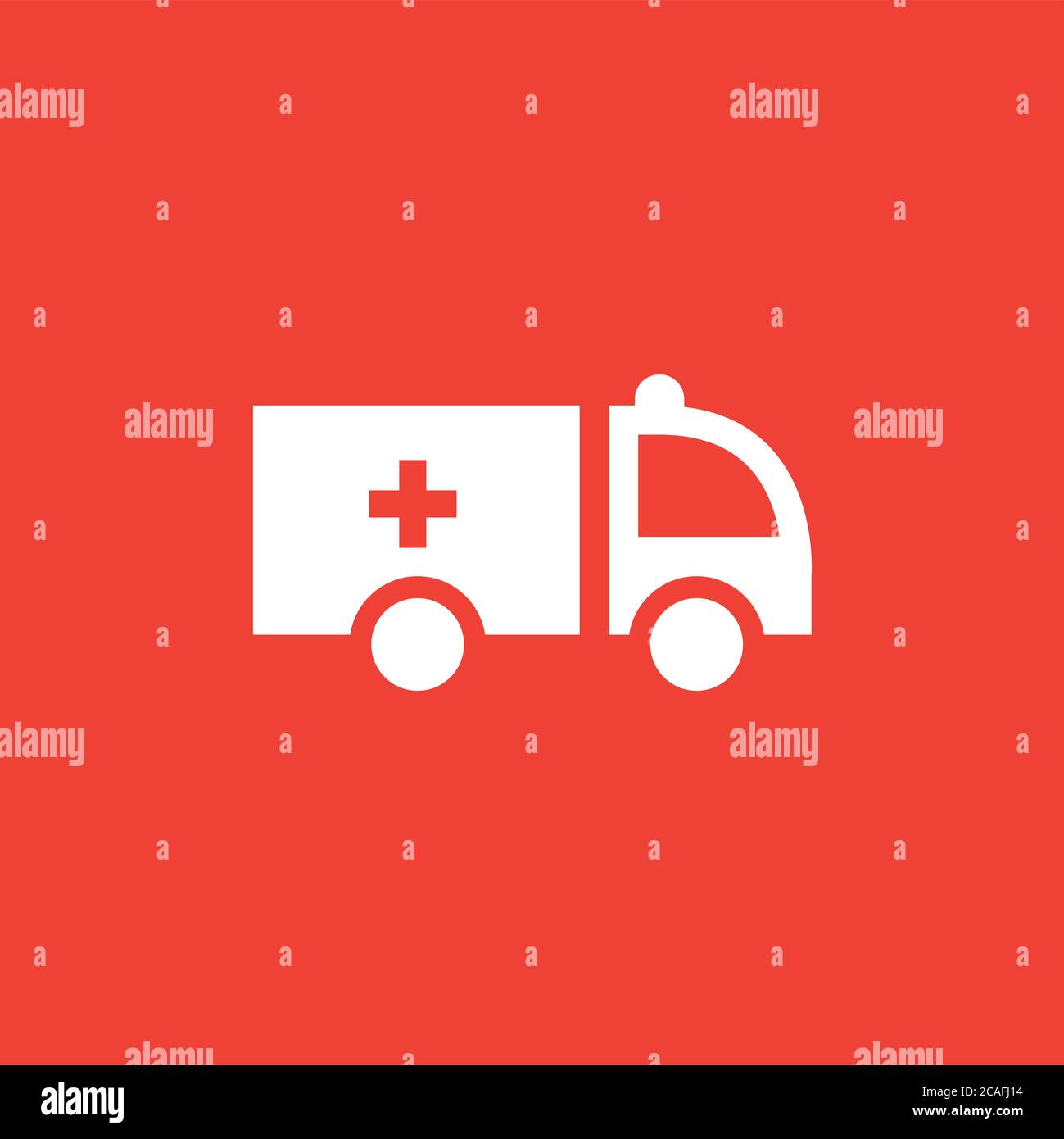 Ambulance Red Icon On White Background. Red Flat Style Vector ...