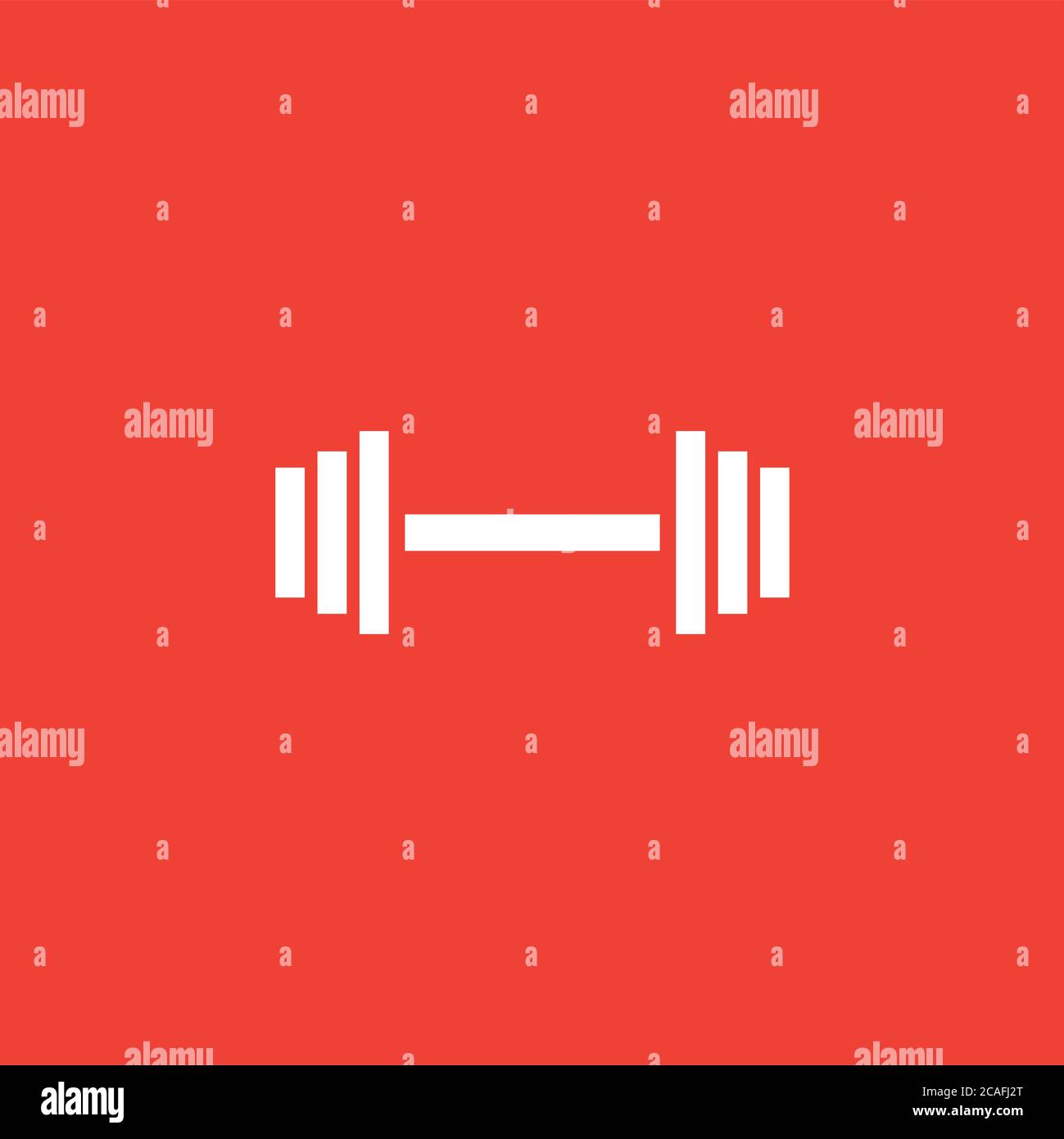 Barbell Line Red Icon On White Background. Red Flat Style Vector ...