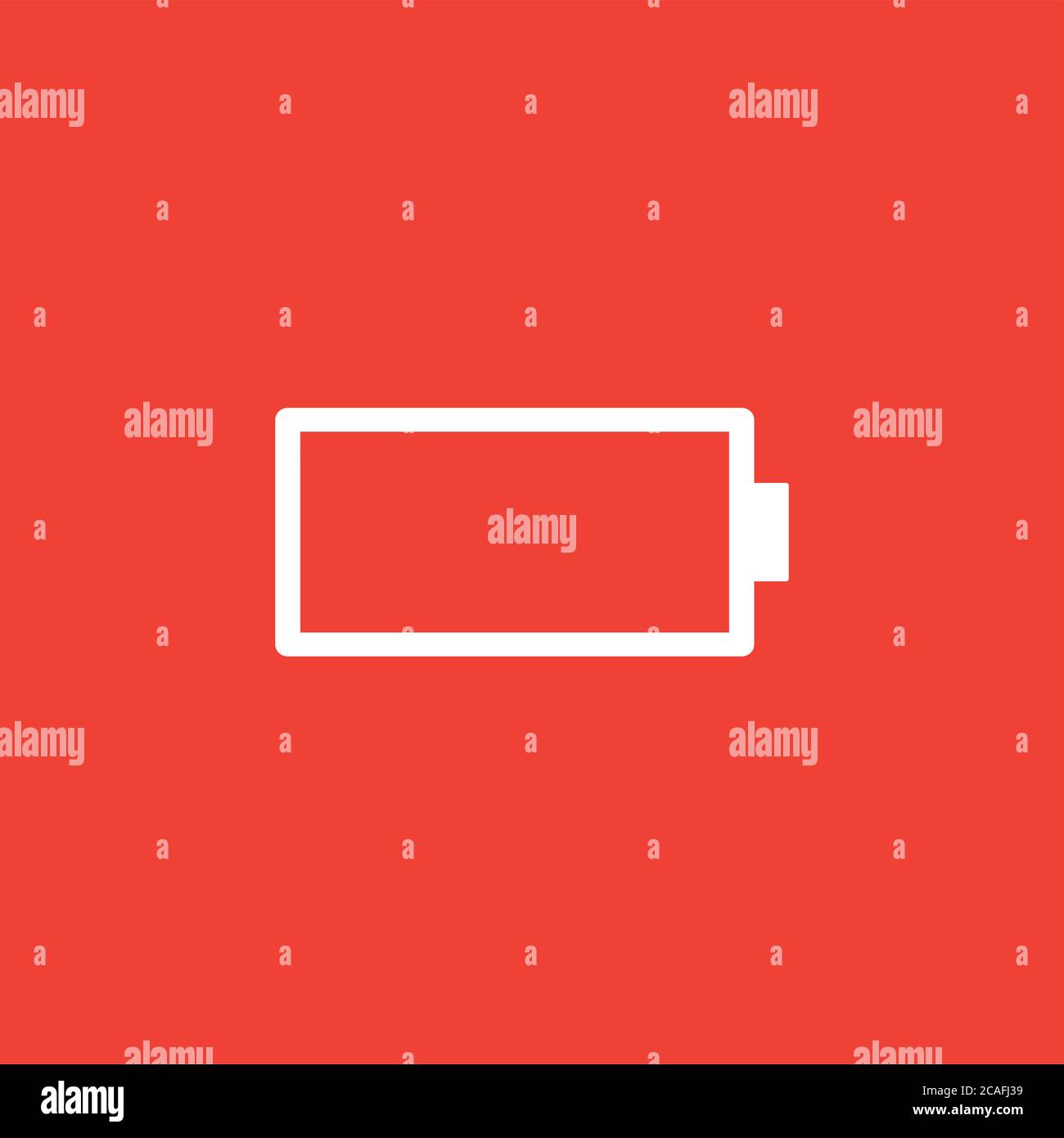 Battery Icon On Red Background. Red Flat Style Vector Illustration ...