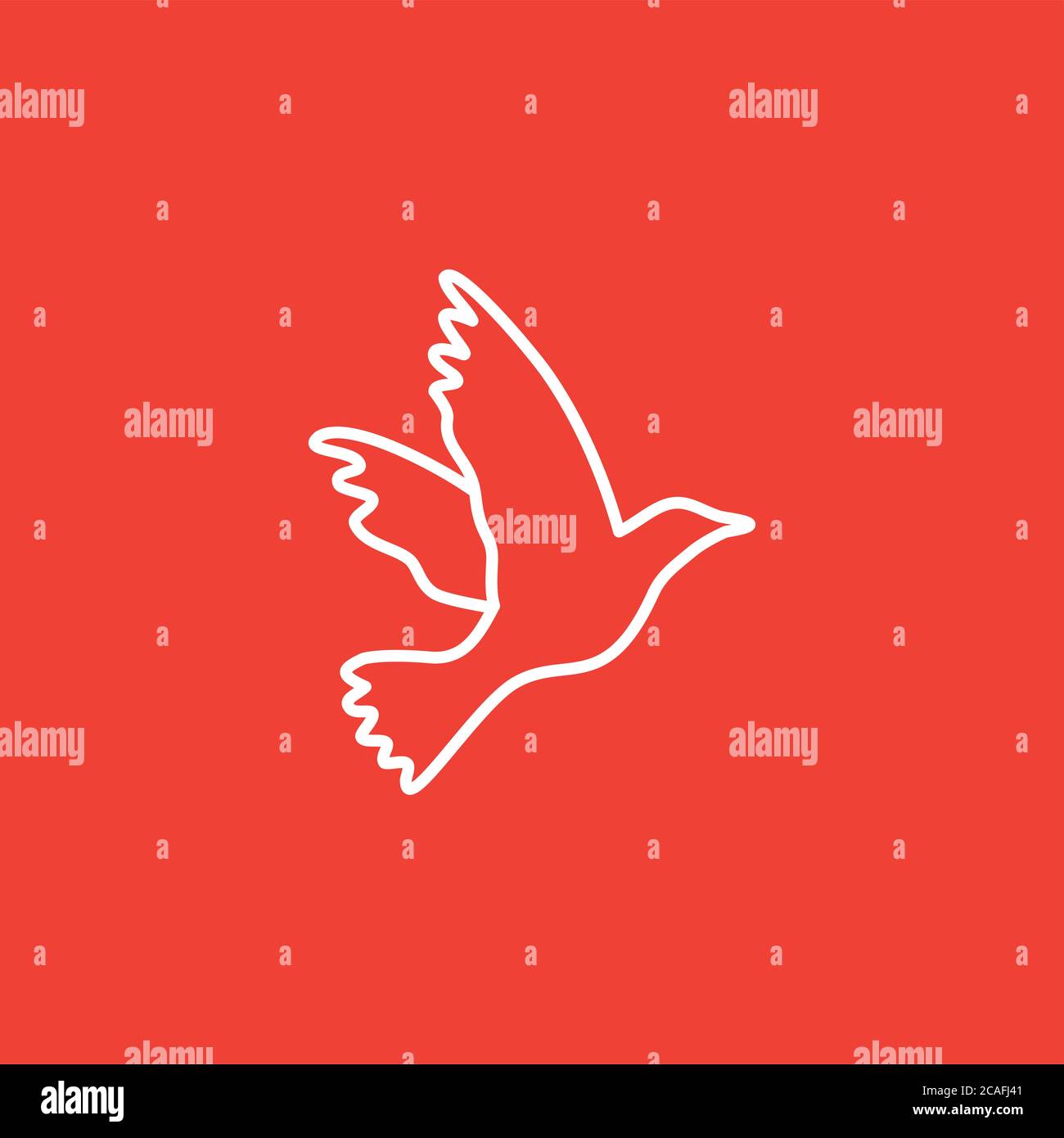 Bird Line Icon On Red Background. Red Flat Style Vector Illustration ...