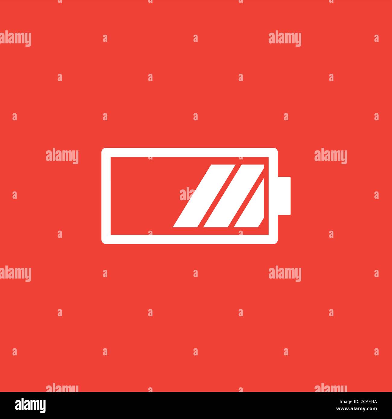 Battery Icon On Red Background. Red Flat Style Vector Illustration ...