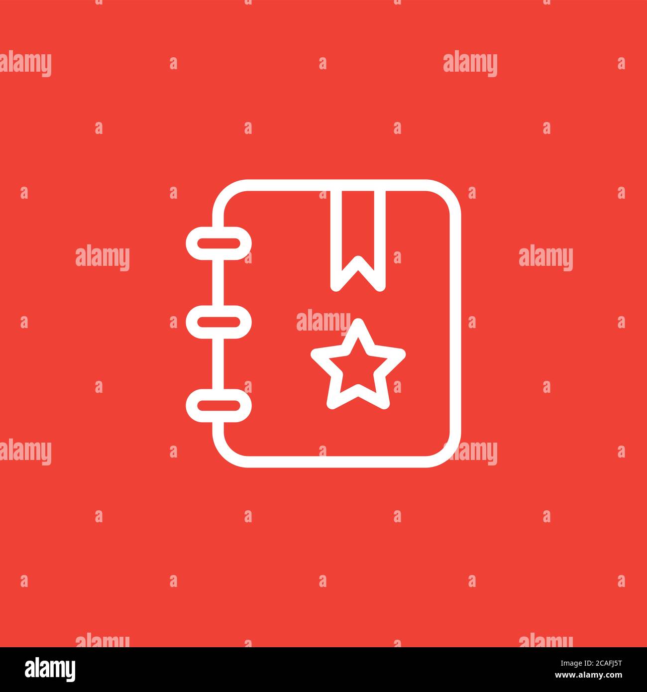 Bookmark Line Icon On Red Background. Red Flat Style Vector ...