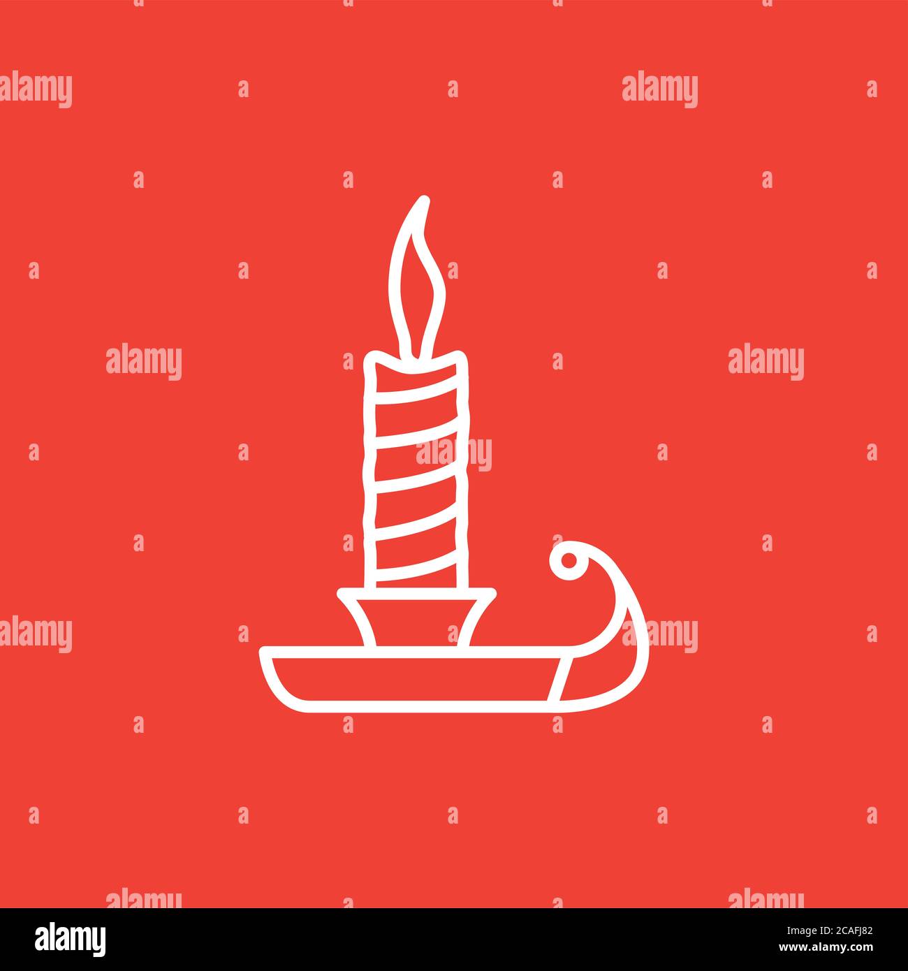 Candle Line Icon On Red Background. Red Flat Style Vector Illustration ...