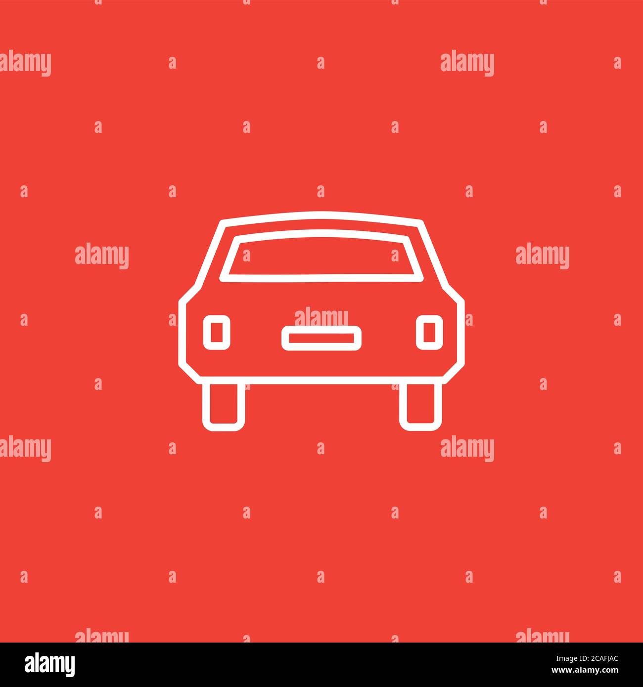 Car Line Icon On Red Background. Red Flat Style Vector Illustration ...