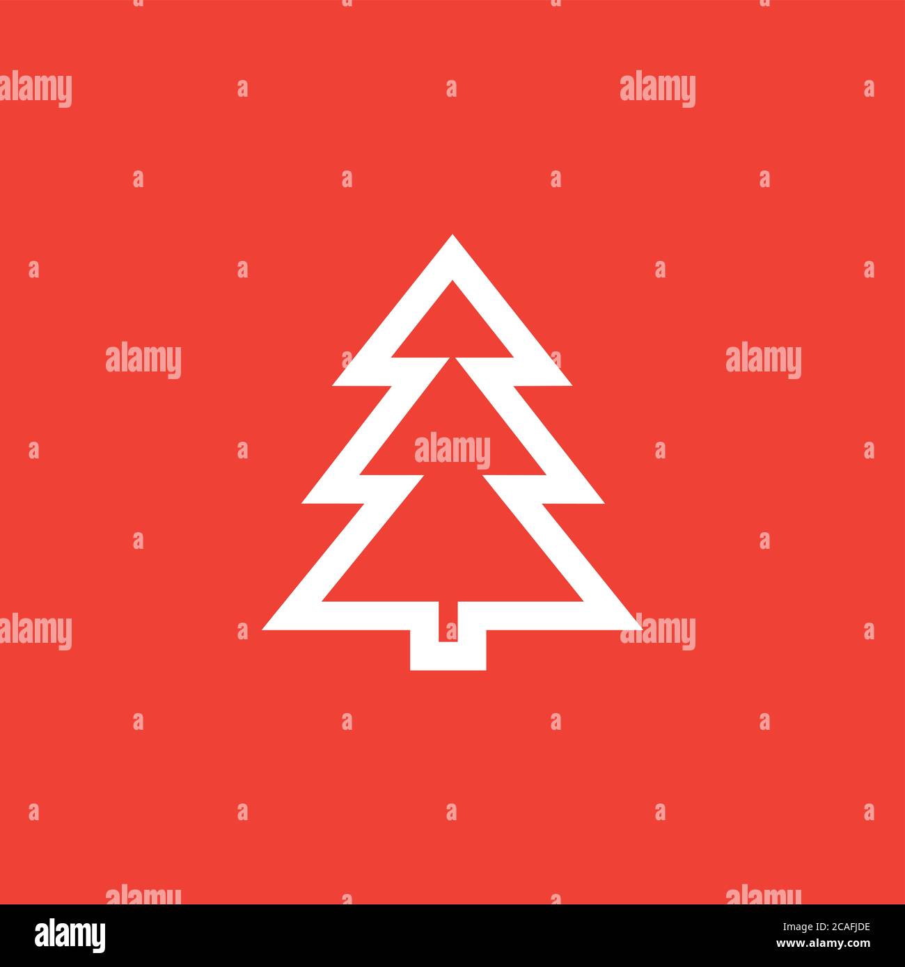 Christmas Tree Icon On Red Background. Red Flat Style Vector ...