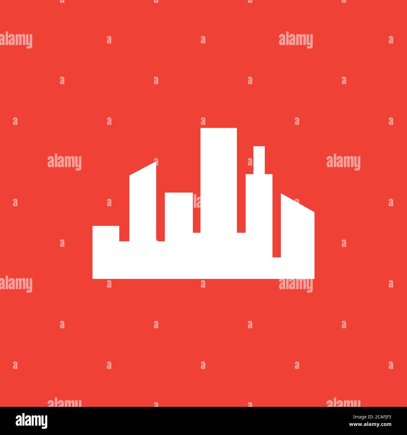 Cityscape Icon On Red Background. Red Flat Style Vector Illustration ...