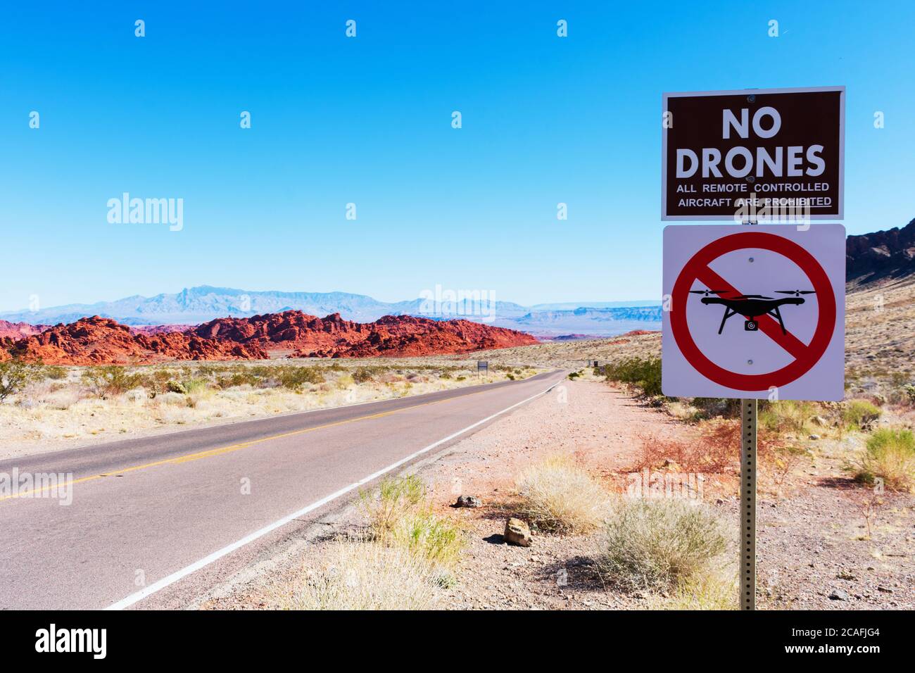 No drones zone warning sign prohibit the launching, landing, or ...