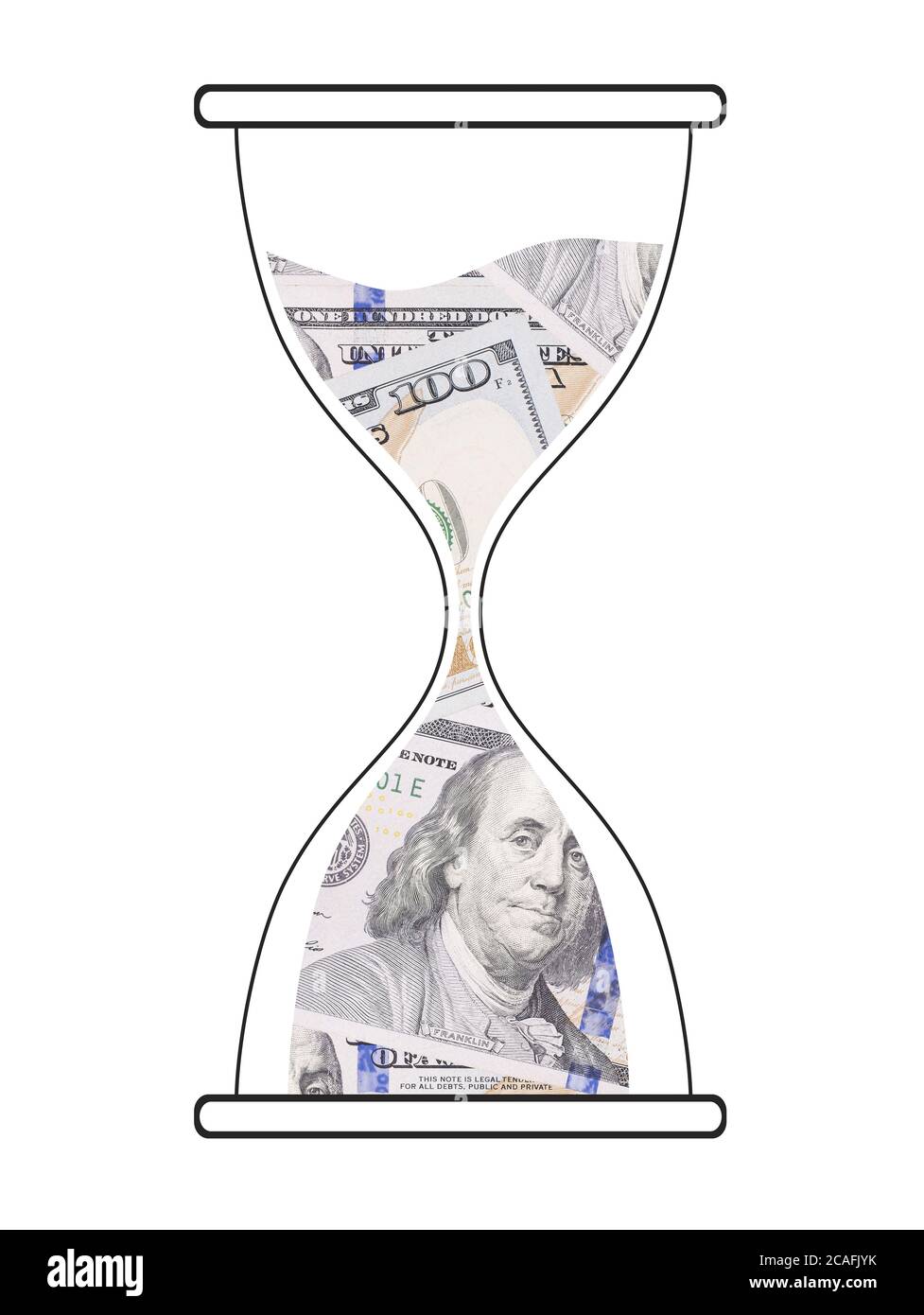 Illustration of a sand timer with dollar bills in it - the concept of ...