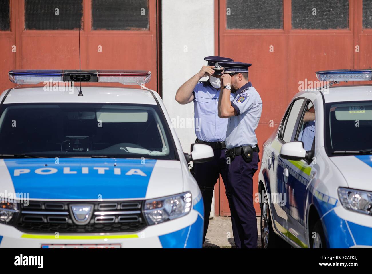 Bucharest, Romania - July 29, 2020: Romanian Police officers wearing ...
