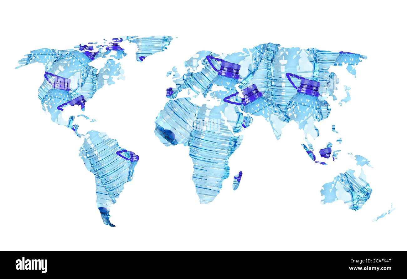 Simple illustration of the world map covered in plastic Stock Photo - Alamy