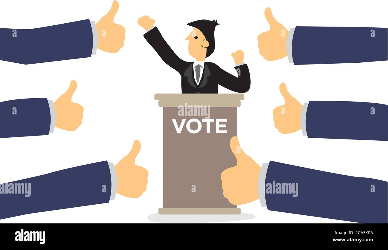 Politics candidate getting praises for presentation. Concept of ...