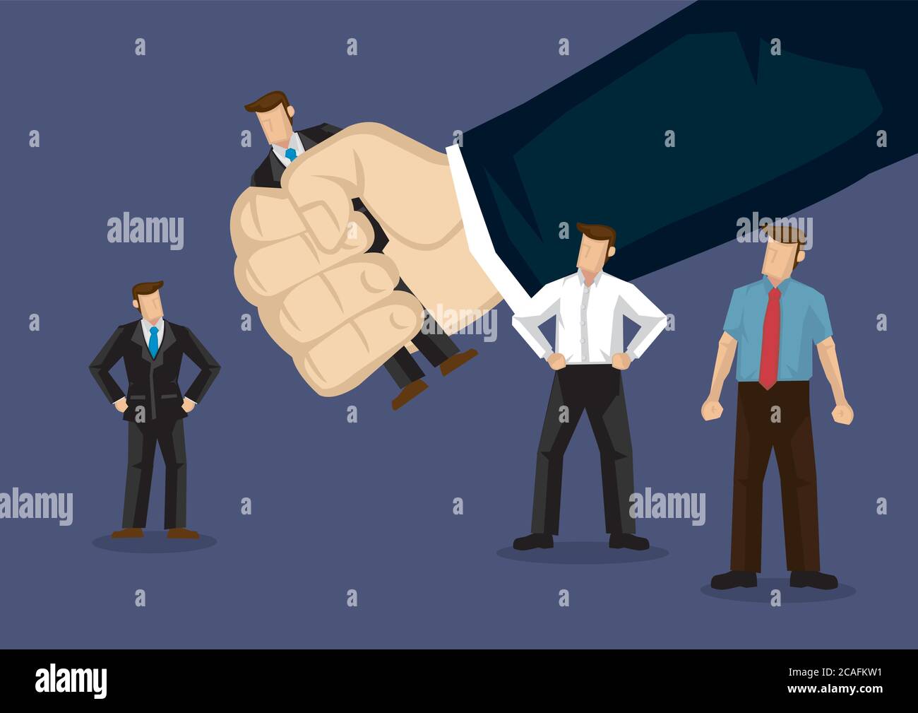 Business professional picked by a giant hand. Creative cartoon vector ...