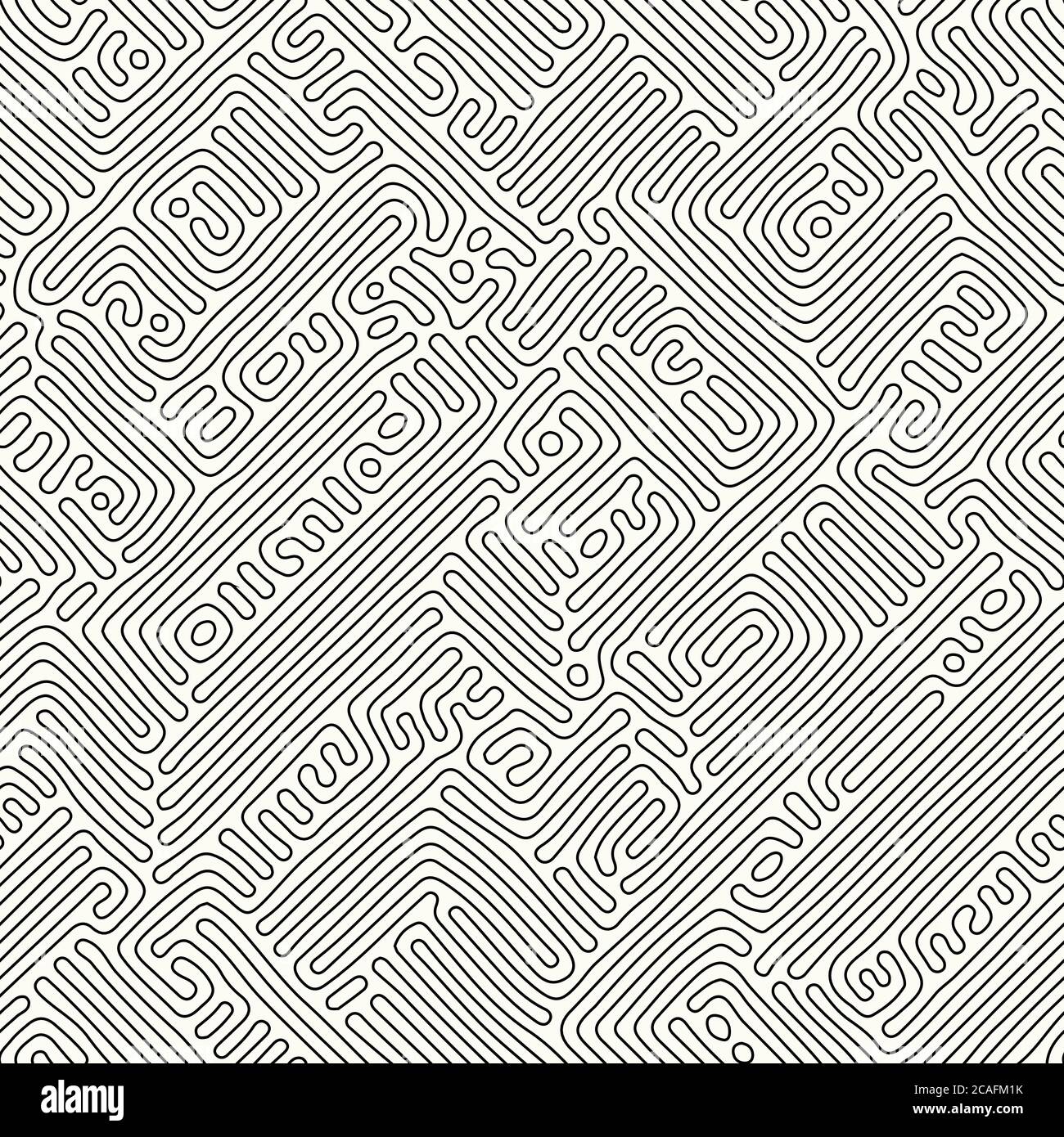 Abstract organic background, natural maze labyrinth, reaction diffusion pattern. Seamless vector ...