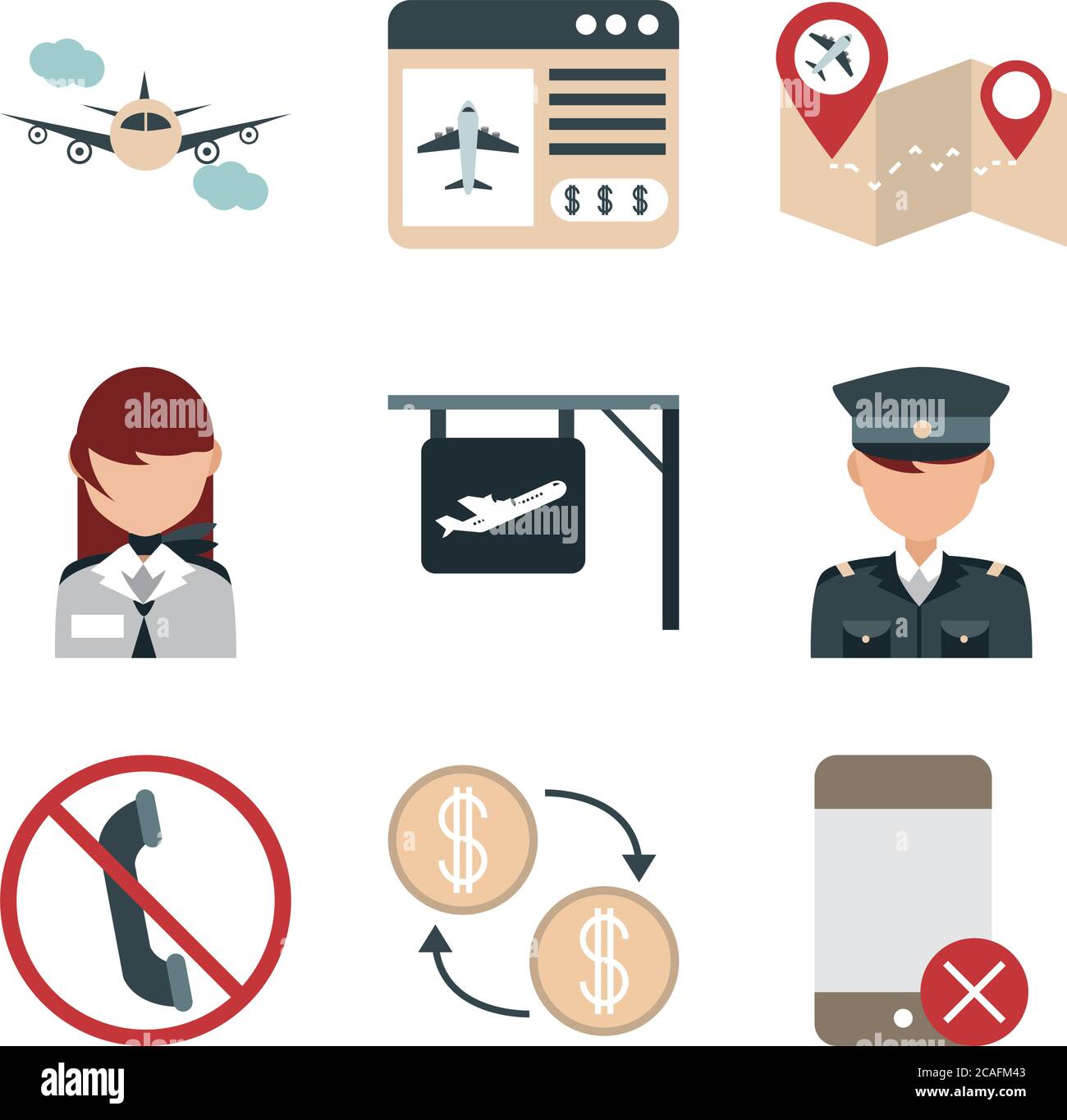 airport travel transport tourism or business ticket map track plane ...