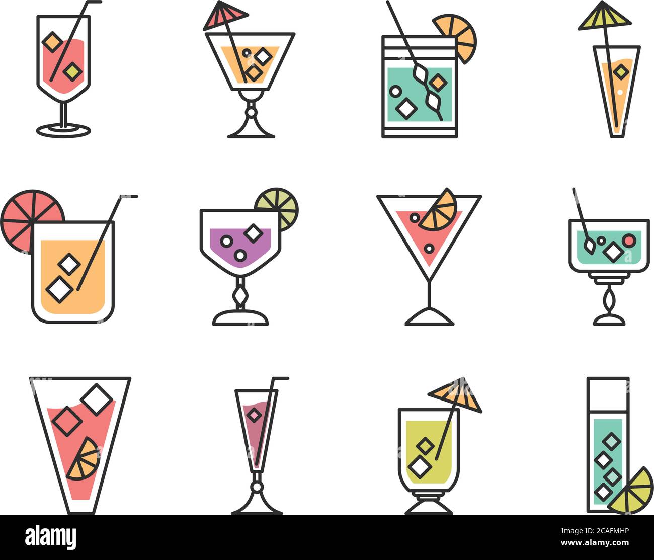cocktail icon drink liquor refreshing alcohol glass cups menu bar icons ...