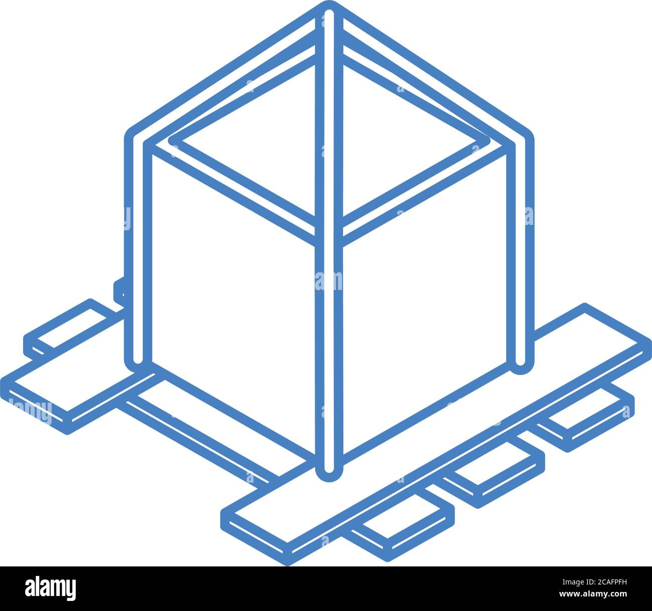 isometric repair construction wooden pallet with fixed cardboard box ...