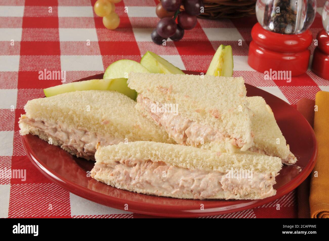 A tuna fish sandwich with the crust trimmed off Stock Photo - Alamy