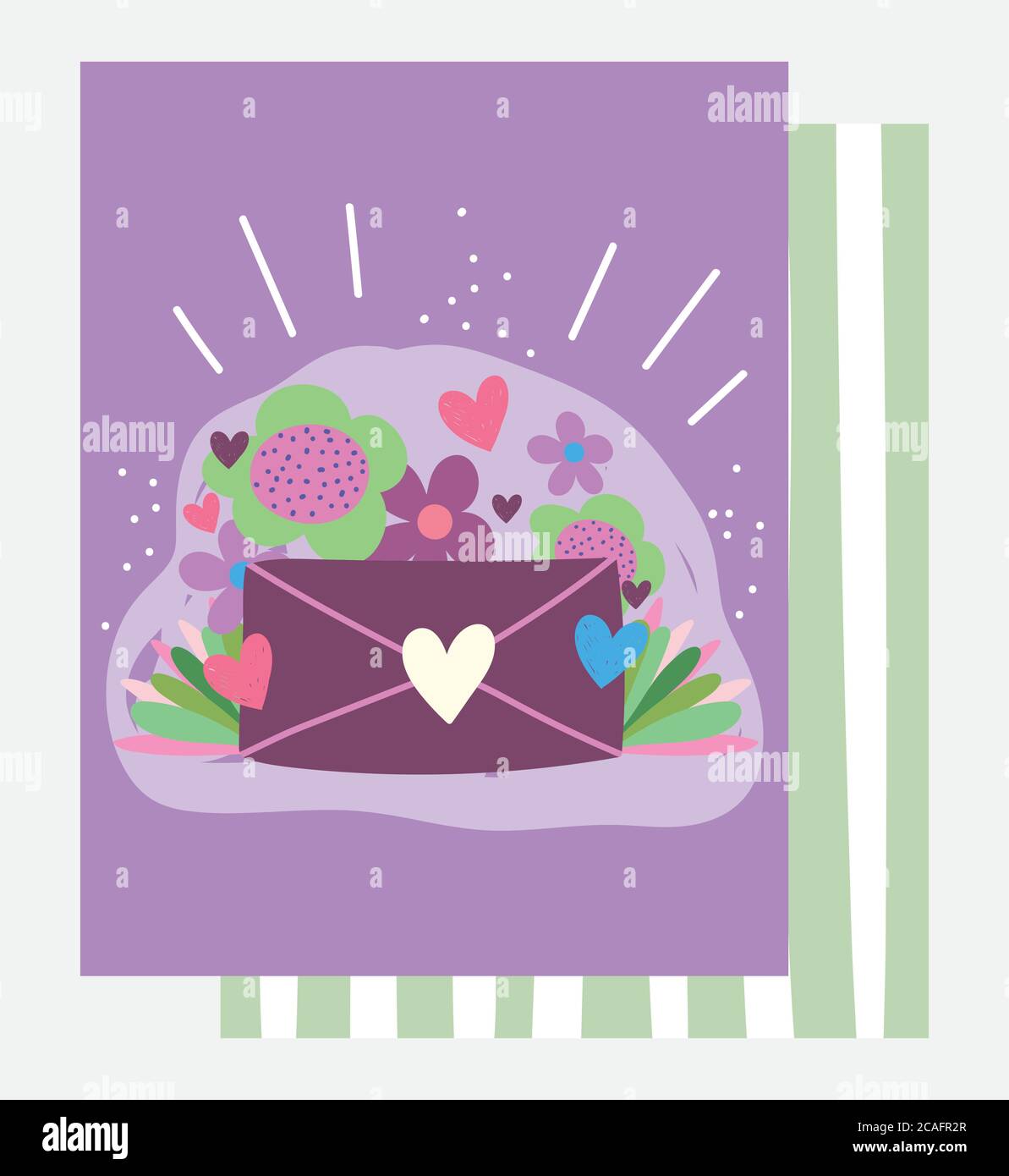 love romantic envelope message flowers heart cartoon card vector ...