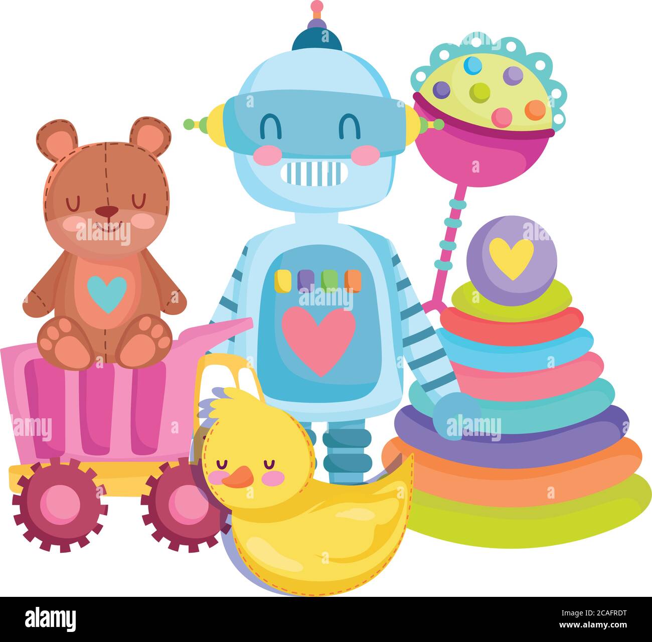 toys object for small kids to play cartoon teddy bear robot duck rattle ...