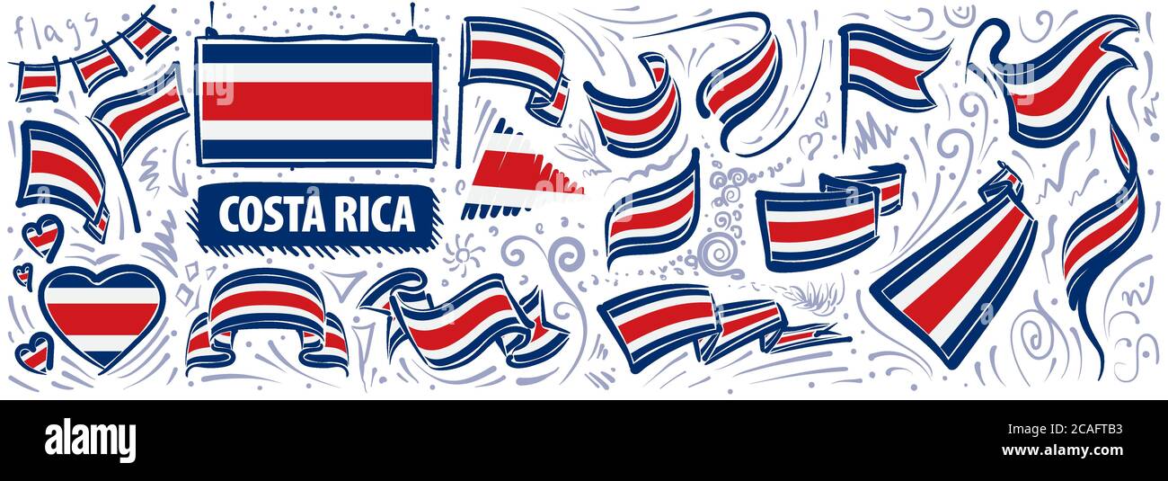 Vector set of the national flag of Costa Rica in various creative ...