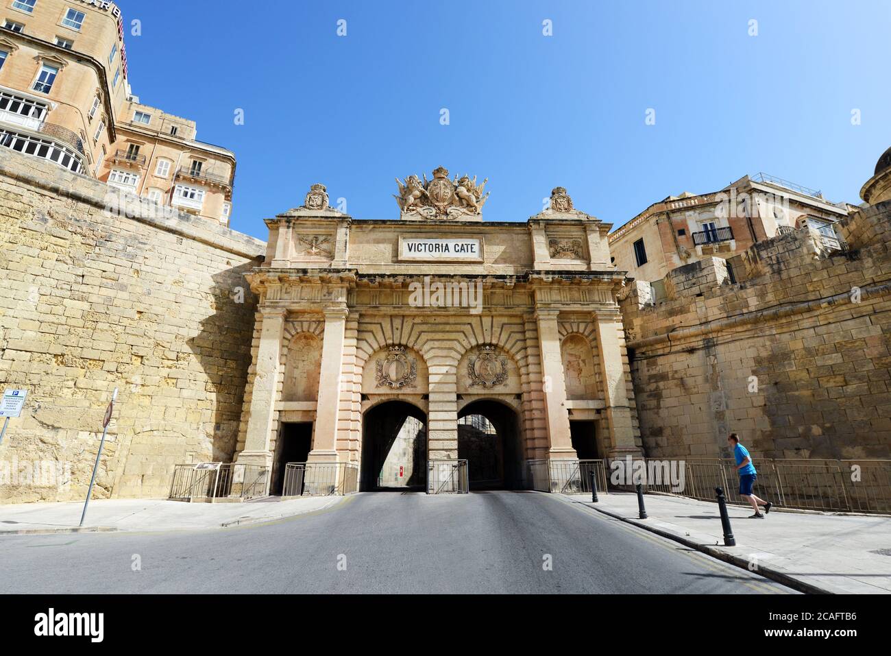 Victoria gate at the entrance of Valletta from the Grand Harbour Stock ...