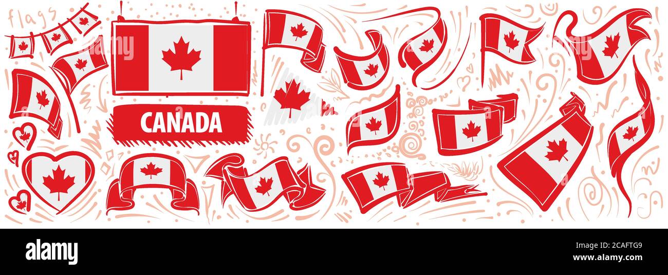 Vector set of the national flag of Canada in various creative designs ...