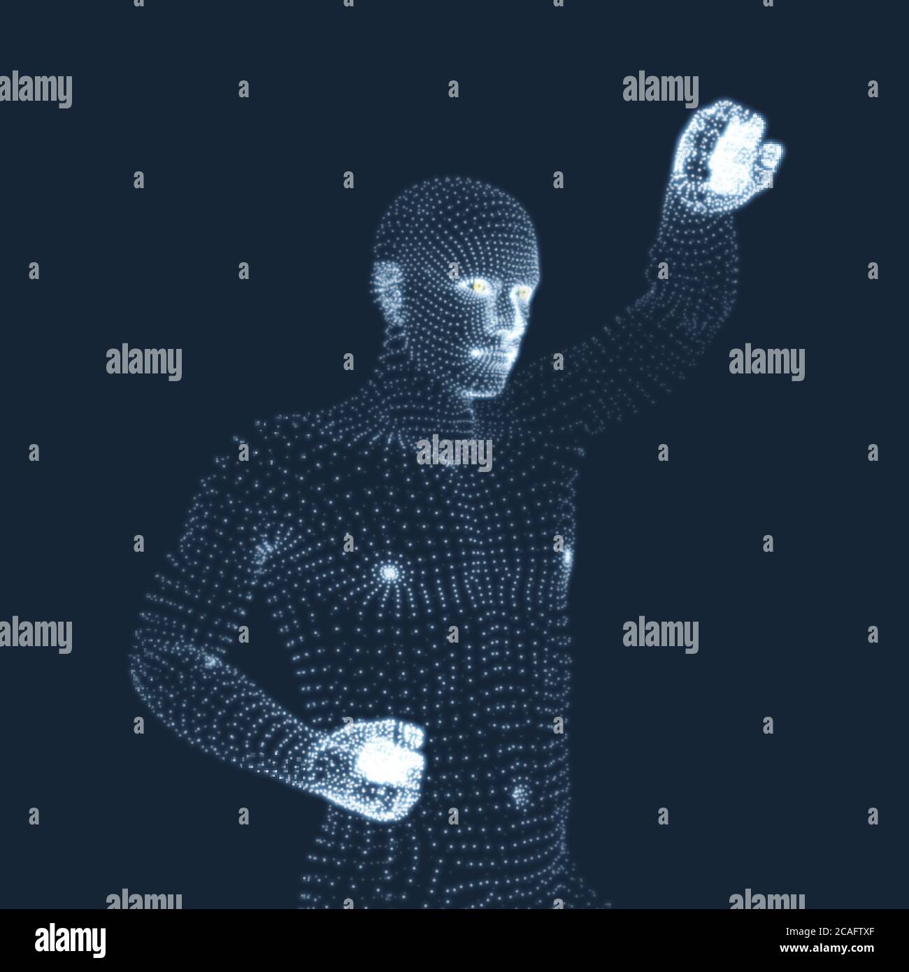 Fighting Man. 3D Model of Man. Human Body Model. Body Scanning. View of ...