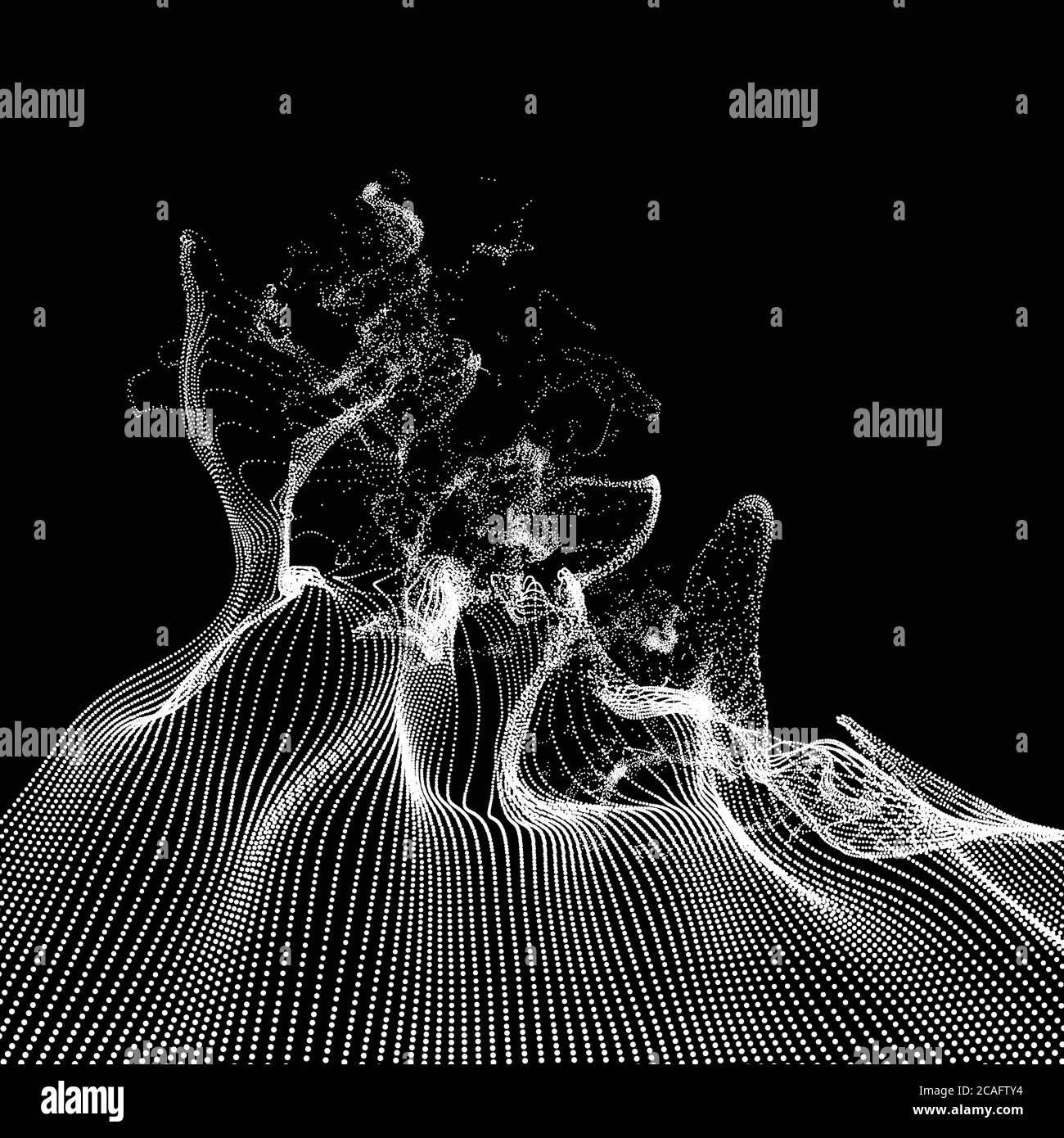 Array with Dynamic Emitted Particles. Water Splash Imitation. Abstract Background. Vector ...