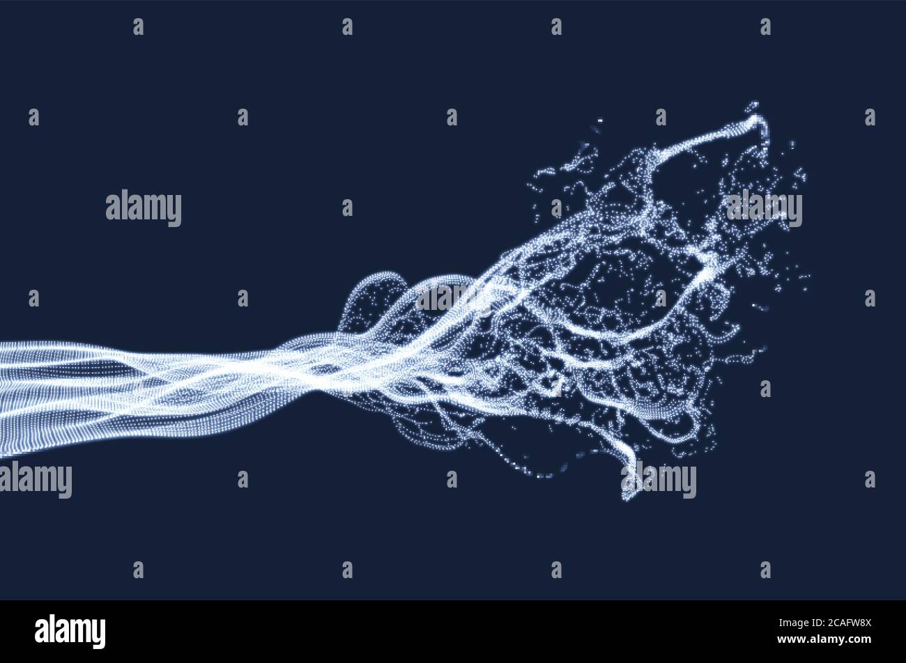 Array with Dynamic Emitted Particles. Water Splash Imitation. Abstract Background. Vector ...