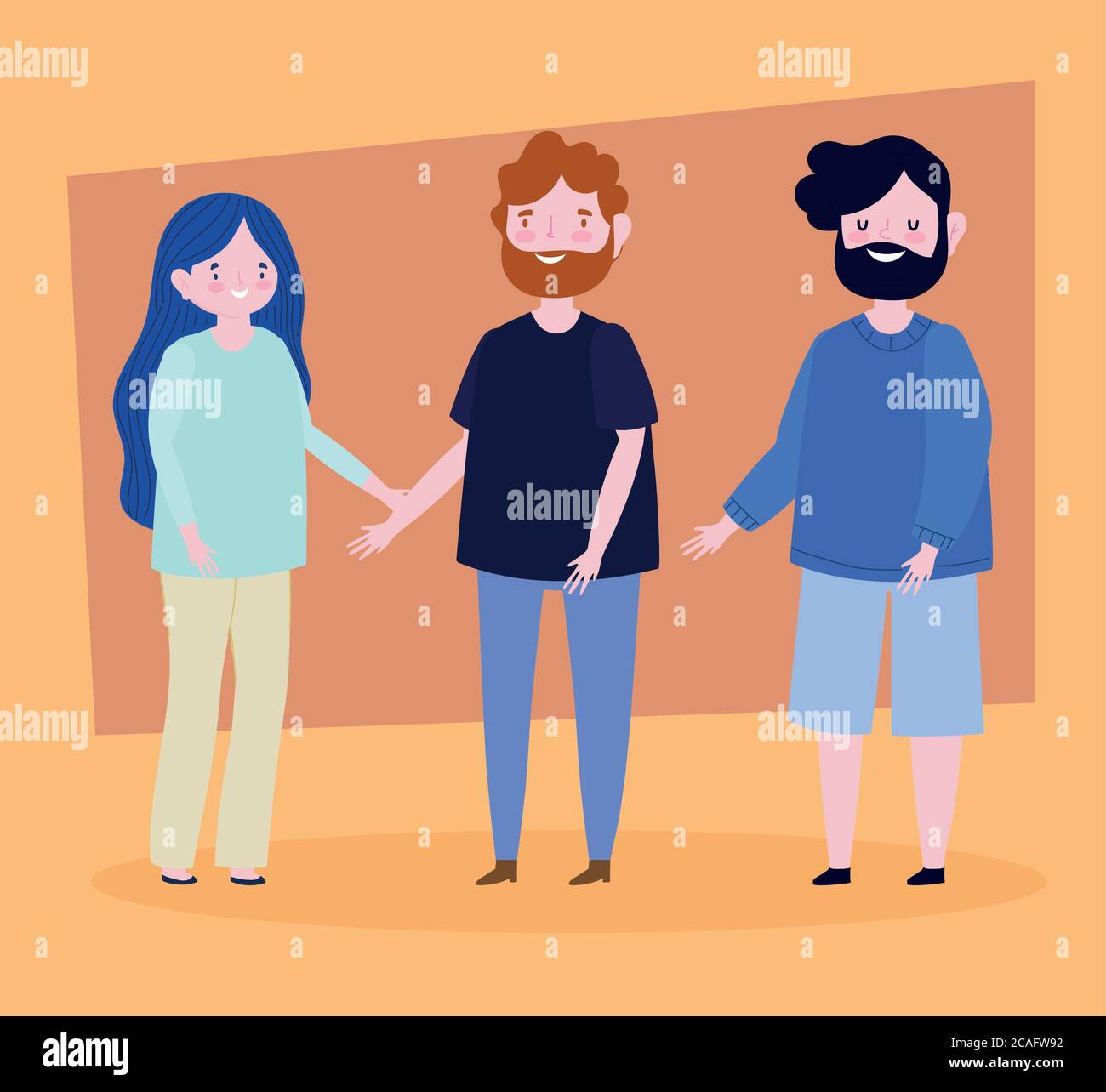 family fathers and mother standing member cartoon character vector ...