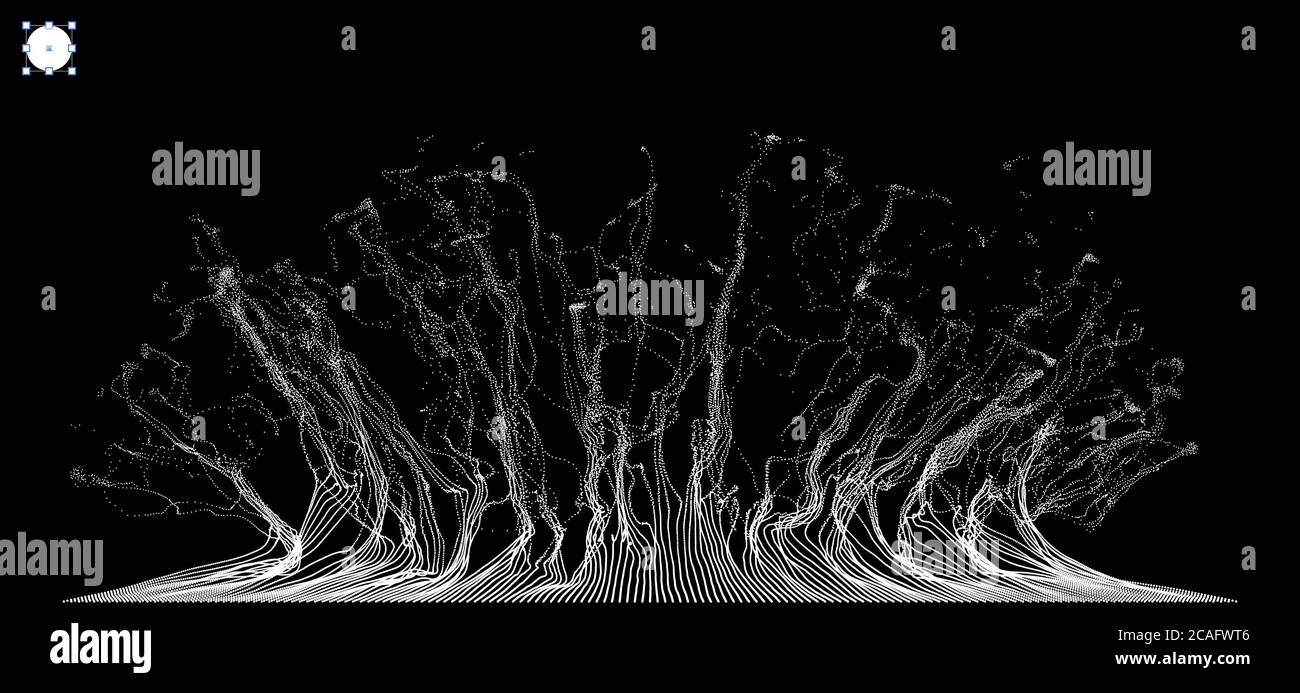 Array with Dynamic Emitted Particles. Water Splash Imitation. Abstract Background. Vector ...