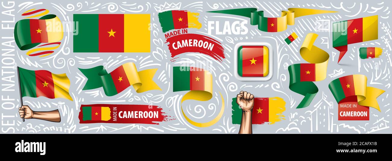 Vector set of the national flag of Cameroon in various creative designs ...